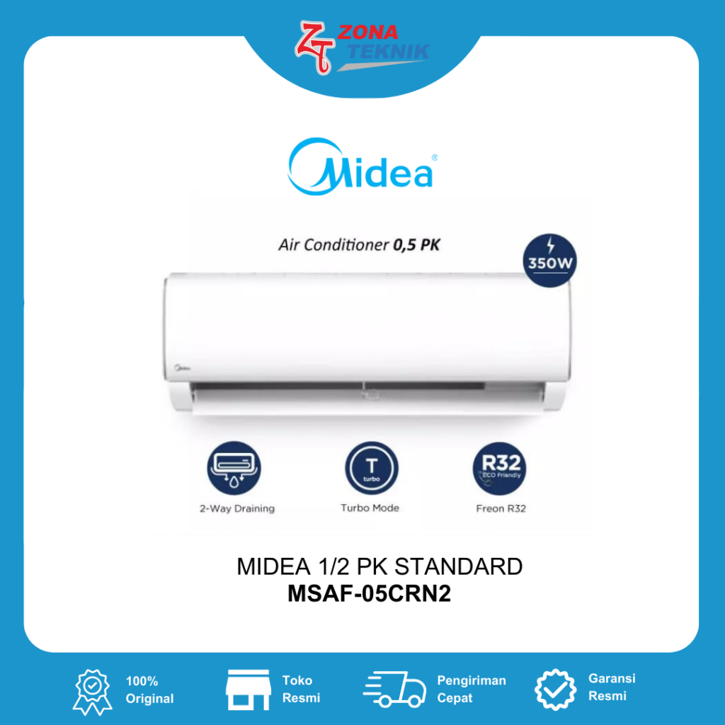 HARGA AC BARU MIDEA MSAF-05CRN2 1/2 PK Standard