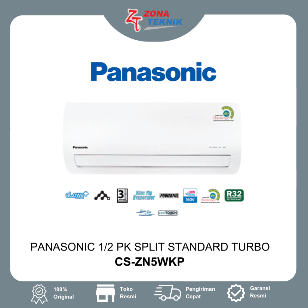 Harga AC Baru Panasonic CS-ZN5WKP 1/2 PK Split Standard Turbo